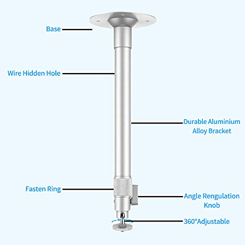 Tuimen Projector Mount, Projector Mount Drop Ceiling Extandable Length 11.8" - 18.89", Universal Projector Mount with Adjustable Projection Angle for DLP Projectors