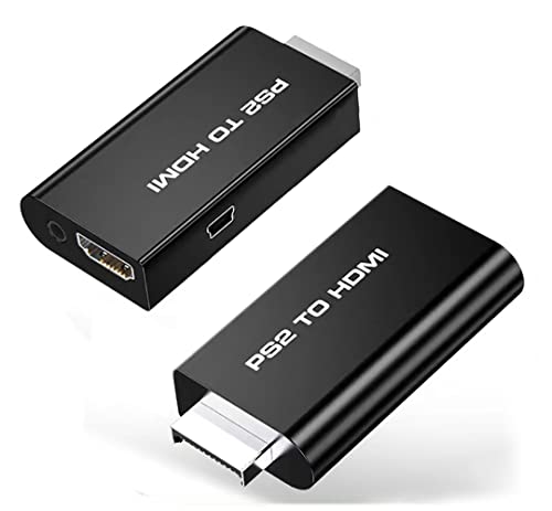 PS2 to HDMI Converter Adapter, Video Converter PS2 to HDMI Converter with 3.5mm Audio Output for HDTV HDMI Monitor Supports All PS2 Display Modes