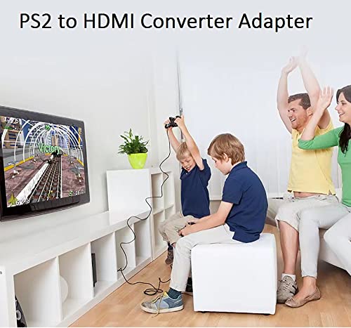 PS2 to HDMI Converter Adapter, Video Converter PS2 to HDMI Converter with 3.5mm Audio Output for HDTV HDMI Monitor Supports All PS2 Display Modes