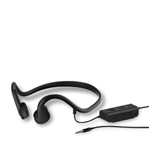 adkny wired bone conduction headphones, sports headset built-in microphones lightweight, for running cycling workout hiking gym,3.5mm, black