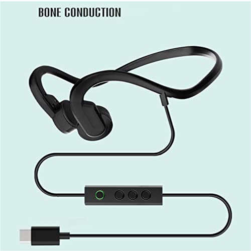 ADKNY Wired Bone Conduction Headphones, Sports Headset Built-in Microphones Lightweight, for Running Cycling Workout Hiking Gym,3.5MM, Black