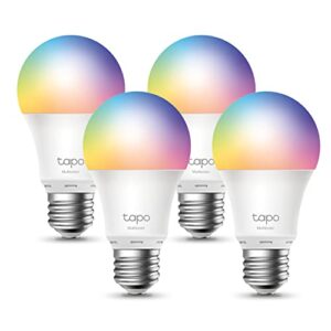 tp-link tapo smart light bulbs, 16m colors rgbw, dimmable, compatible with alexa and google home, a19, 60w equivalent, 800lm cri>90, 2.4ghz wifi only, no hub required, tapo l530e(4-pack)