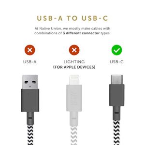 Native Union Belt Cable XL USB-C to USB-A - 10ft Ultra-Strong Charging Cable with Leather Strap Compatible with Samsung Galaxy Z Fold4, Flip4 / S22 Ultra, Pixel 7 Pro, iPad Pro, Air 5, Mini 6 (Zebra)