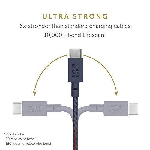 Native Union Belt Cable XL USB-C to USB-A - 10ft Ultra-Strong Charging Cable with Leather Strap Compatible with Samsung Galaxy Z Fold4, Flip4 / S22 Ultra, Pixel 7 Pro, iPad Pro, Air 5, Mini 6 (Zebra)