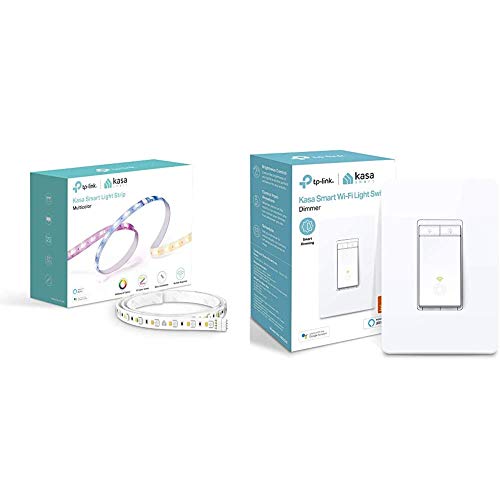 Kasa Smart TP-Link LED Strip Lights Multicolor WiFi & Kasa Smart Dimmer Switch, Single Pole, Needs Neutral Wire,WiFi Light Switch for LED Lights, Works with Alexa and Google Assistant, 1-Pack(HS220)