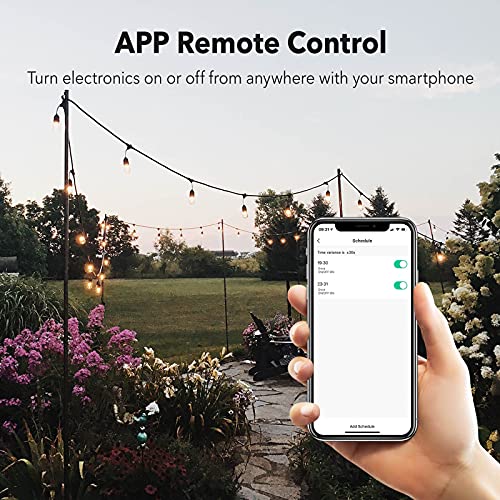 BN-LINK Smart WiFi Heavy Duty Outdoor Outlet, Timer and Countdown Function, No Hub Required for Outdoor Lights, Compatible with Alexa and Google Assistant (Outdoor) 2.4 GHz Network only