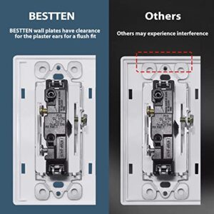 [2 Pack] BESTTEN 4-Gang Screwless Wall Plate, USWP6 Snow White Series, Decorator Outlet Cover, H4.69” x L8.35”, for Light Switch, Dimmer, GFCI, USB Receptacle