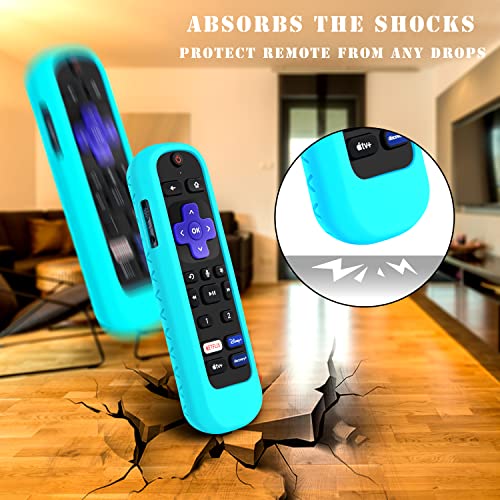 Case for Roku Headphone Remote, Battery Cover for Roku Voice Pro Remote, Rechargeable Control with Headphone Jack Silicone Sleeve Skin Glow in The Dark Blue