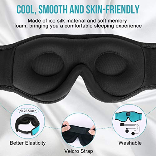 MUSICOZY Sleep Headphones Bluetooth Sports Headband, Wireless Music Sleeping Headphones Sleep Eye Mask Earbuds IPX6 Waterproof for Side Sleepers Workout Running Insomnia Travel Yoga Office, Pack of 2