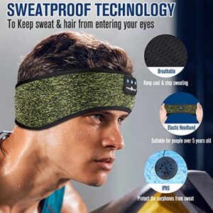 MUSICOZY Sleep Headphones Bluetooth Sports Headband, Wireless Music Sleeping Headphones Sleep Eye Mask Earbuds IPX6 Waterproof for Side Sleepers Workout Running Insomnia Travel Yoga Office, Pack of 2