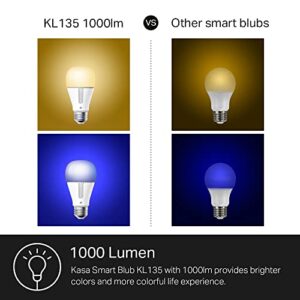 Kasa Smart Bulb, 1000 Lumens Full Color Changing Dimmable Smart WiFi Light Bulb Compatible with Alexa and Google Home, 11W, A19, 2.4Ghz only, No Hub Required, A Certified for Humans Device (KL135P4)