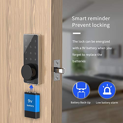 Smart Lock, NexTrend Electronic Deadbolt Door Lock, Bluetooth Keyless Entry, Touchscreen Keypad, Mechanical Keys Enabled Remote Share, Auto Lock for Home, Hotel, Apartment, Silver