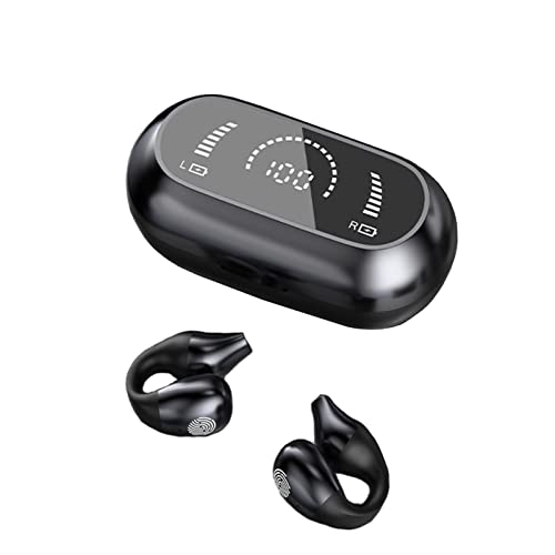 JAOPINK Wireless Ear Clip Bone Conduction Headphones, 2023 New Ear Clip Bone Conduction Headphones, Open Ear Headphones Wireless Ear Clip Bone Bluetooth for Running Sports (Black)