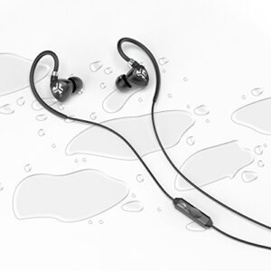 JLab Audio Fit2 Sport Earbuds, Sweatproof, Water Resistant with in-Wire Customizable Earhooks, Guaranteed Fit, Guaranteed for Life - Black