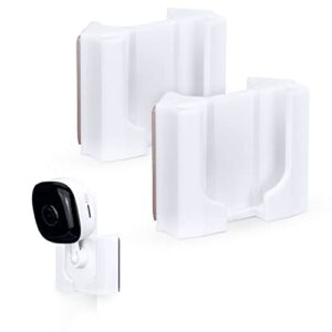 corner wall mount for kasa spot kc100, kc105, ec60 (2 pack) security camera – adhesive holder, no hassle bracket, strong 3m vhb tape, no screws, no mess install (white) by brainwavz