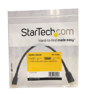 StarTech.com 1 ft High Speed HDMI Cable with Ethernet - HDMI to HDMI Mini- M/M (HDMIACMM1),Black