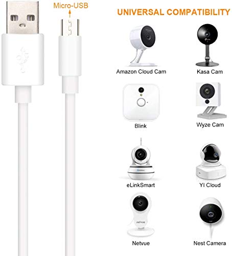 25ft USB Power Extension Cable Power Cord for Wireless Home Security Camera, Kasa Cam, Wyze Cam, YI Cloud, Nest Cam, Netvue, Furbo Dog, Blink, Amazon Cloud Cam Oculus Go (USB Cable, White)