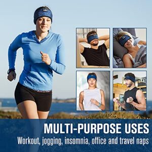 MUSICOZY Sleep Headphones Bluetooth Headband, Wireless Music Sleeping Headphones Sleep Mask Earbuds IPX6 Waterproof with Mic for Side Sleepers Workout Running Insomnia Travel Yoga, Pack of 2