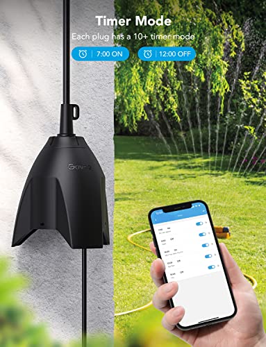 Govee Outdoor Smart Plug, 3-in-1 Compact Outdoor WiFi Bluetooth Plug, Conical Waterproof Design, 15A Outdoor Smart Outlet with Timer, Compatible with Alexa and Google Assistant, No Hub Required