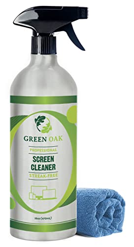 Screen Cleaner – Green Oak Screen Cleaner Spray for LCD, LED, TVs, Laptops, Tablets, Monitors, Phones, and Other Electronic Screens - Gently Cleans Fingerprints, Dust, Oil (16oz)