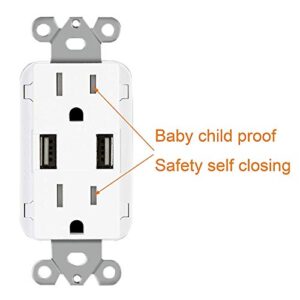 USB Outlet, High Speed Charger 3.1A Charging Capability, Child Proof Safety Duplex Receptacle 15 Amp, Tamper Resistant Wall socket plate Included UL Listed MICMI (3.1A USB outlet 10pack)