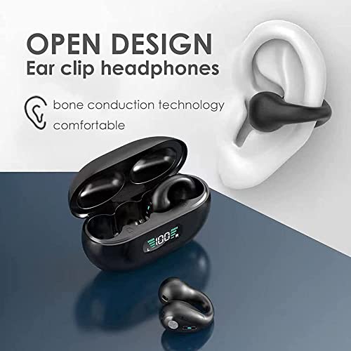 RMHXCC Wireless EarClip Bone Conduction Headphones, 2023 New Ear Clip Bone Conduction Headphones Bluetooth, Open Ear Headphones Wireless Bluetooth for Running Cycling Sports Earbuds (White)