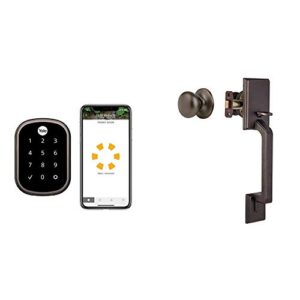 yale assure lock sl, wi-fi and bluetooth deadbolt & 87802k33k01 rainier passage handleset with knob interior, oil-rubbed bronze