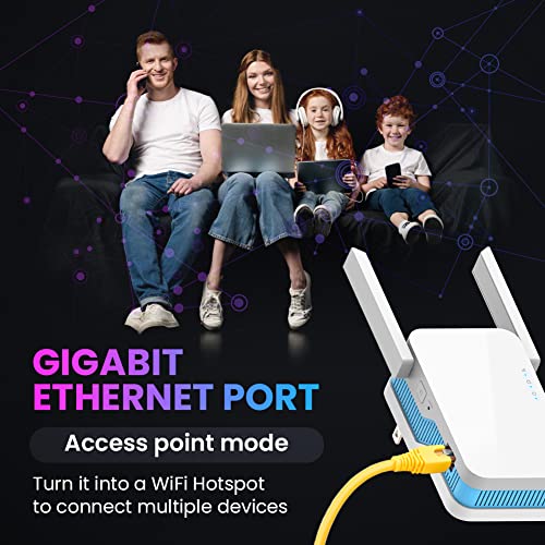 All-New2023 WiFi Extender 1.2Gb/s Signal Booster – Dual Band (5GHz / 2.4GHz) New Generation up to 4X Faster, Longest Range Than Ever Super Antennas, Signal Amplifier w/Ethernet Port, Alexa Compatible