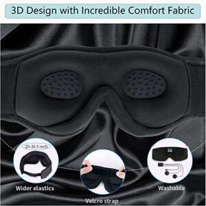 3D Sleep Headphone with Bluetooth Headphones with Speakers and Microphone, Adeleloth Wireless Music Sleeping Eye Mask Washable Earbuds for Side Sleeper, Air Travel, Office Nap, Meditation