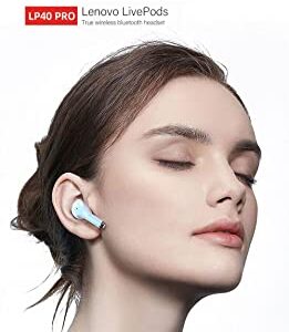 LP40 Pro TWS Earphones Wireless + Free Bag Handsfree Bluetooth 5.1 Sport Noise Reduction Headphones Touch Control Earbuds (White)