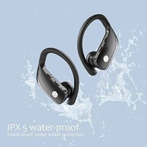 Bluetooth Headphones True Wireless Earbuds Ear Hook Sports Headsets TWS Bass Gaming Earphones with Mic IPX5 Waterproof (Color : B)