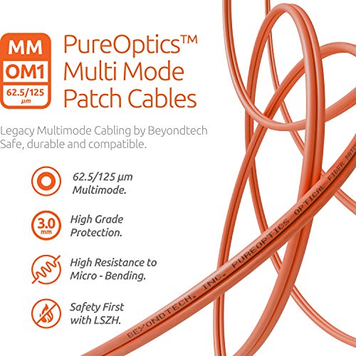 ST to ST Fiber Patch Cable Multimode Duplex - 3m (9.84ft) - 62.5/125um OM1 LSZH - Beyondtech PureOptics Cable Series