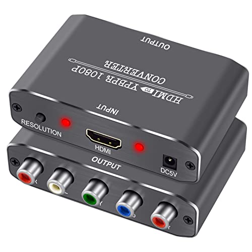 HDMI to Component Vedio Converter,Muosu HDMI to Ypbpr Scaler HDMI Input to Component Video + R/L Audio Output Converter Adapter Support 1080p for PS3,DVD(Aluminum)