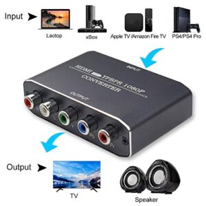 HDMI to Component Vedio Converter,Muosu HDMI to Ypbpr Scaler HDMI Input to Component Video + R/L Audio Output Converter Adapter Support 1080p for PS3,DVD(Aluminum)