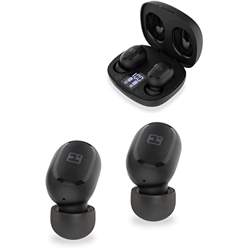 iHome XT-45 True Wireless Earbuds with Rechargeable Travel Case, Bluetooth Earphones with Microphone and Touch Control, Black