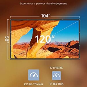 Video Projection Screen, Outdoor Projector Screen 120 inch 16:9 4K HD Foldable & Portable Outdoor Projection Screen, Support Front & Rear Projection for Home Theater Camping Backyard Movies