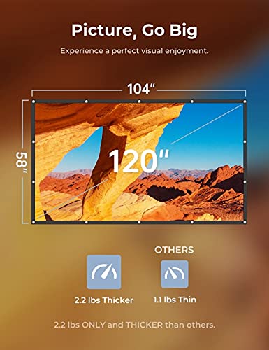 Video Projection Screen, Outdoor Projector Screen 120 inch 16:9 4K HD Foldable & Portable Outdoor Projection Screen, Support Front & Rear Projection for Home Theater Camping Backyard Movies