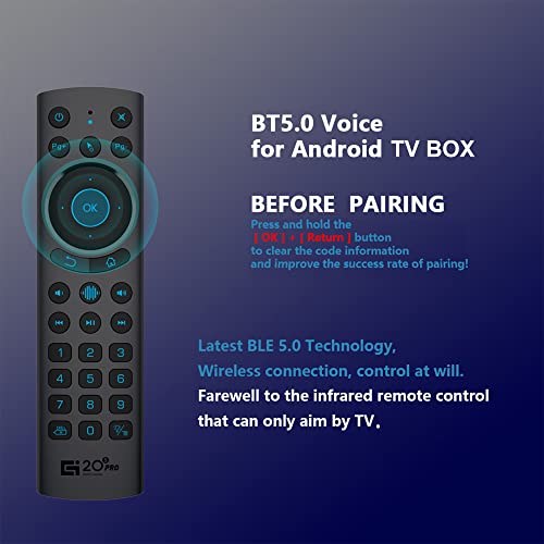 G20BTS Plus Wireless Bluetooth 5.0 Voice Backlit Remote Control Support 2.4G USB Gyroscope IR Learning Remote Control for Android TV Box(G20S Pro Plus)