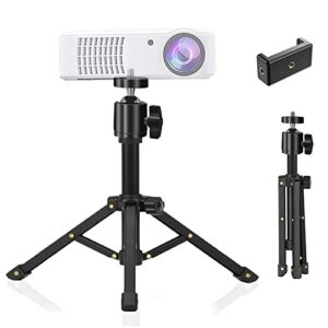 jcwiny mini projector stand tripod, portable and adjustable desktop projector tripod mount lightweight table tripod stand for mini projector cameras iphone webcam mount, 360°ball head rotation