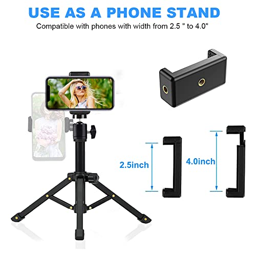 JCWINY Mini Projector Stand Tripod, Portable and Adjustable Desktop Projector Tripod Mount Lightweight Table Tripod Stand for Mini Projector Cameras iPhone Webcam Mount, 360°Ball Head Rotation