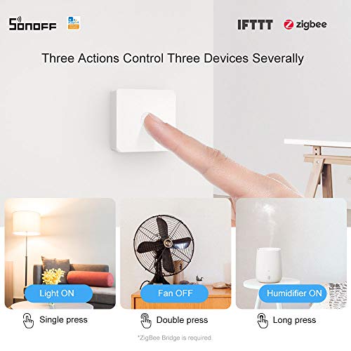 Sonoff SNZB-01 Zigbee Wireless Switch, Supports To Create Smart Scenes, Trigger The Connected Devices on Ewelink APP With Three Control Options,Sonoff ZigBee Bridge Required.(Battery Is Not Included)