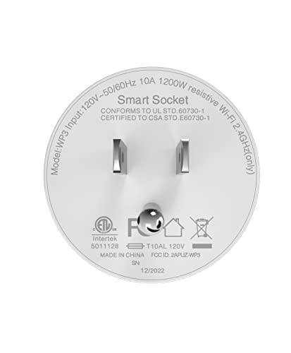 GHome Smart Mini Plug, Wi-Fi Outlet Socket Compatible with Alexa and Google Home, Remote Control with Timer Function, No Hub Required, ETL FCC Listed (1 Pack), White