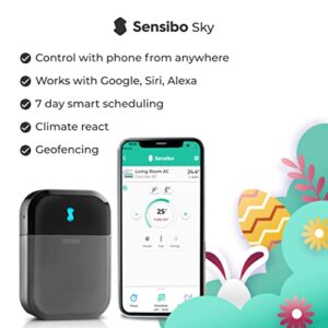 Sensibo Sky, Smart Home Air Conditioner System - Quick & Easy Installation. Maintains Comfort with Energy Efficient App - Automatic On/Off. Wifi, Google, Alexa and Siri. (Grey)