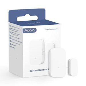 aqara door and window sensor, requires aqara hub, zigbee connection, wireless mini contact sensor for alarm system and smart home automation, compatible with apple homekit, alexa, works with ifttt