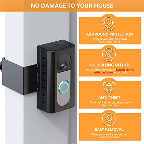 QIBOX Anti-Theft Video Doorbell Mount Compatible with Video Doorbell 4/3/3 Plus/2/1/(2020 Release), Adjustable No-Drill Mounting Bracket Wedge Adapter Holder Accessories for Home Rentals Office Room