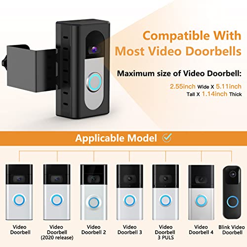 QIBOX Anti-Theft Video Doorbell Mount Compatible with Video Doorbell 4/3/3 Plus/2/1/(2020 Release), Adjustable No-Drill Mounting Bracket Wedge Adapter Holder Accessories for Home Rentals Office Room