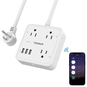 smart power strip surge protector, tessan wifi extension cord with 3 individually remote controlled outlets 3 usb ports, timer smart plug switch for lights, lamps, fan, works with alexa & google home