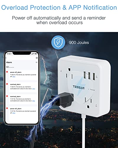 Smart Power Strip Surge Protector, TESSAN WiFi Extension Cord with 3 Individually Remote Controlled Outlets 3 USB Ports, Timer Smart Plug Switch for Lights, Lamps, Fan, Works with Alexa & Google Home