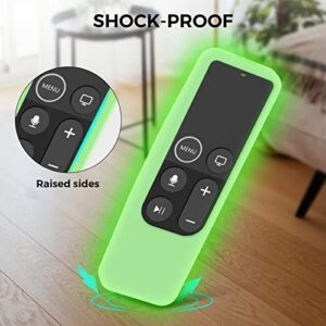 AhaStyle Protective Case for Apple TV Siri Remote [1st Gen] with AirTag Holder, Anti Slip Silicone Cover Compatible with 2016 Apple TV HD and 2017 Apple TV 4K [1st Generation] (Glow Green)