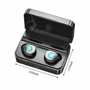 Wireless in-Ear Bluetooth Headset with Bluetooth 5.2 and Deep Bass Led Display Ipx7 Waterproof Earphone Large-Capacity Charging Compartment for Sports and Work